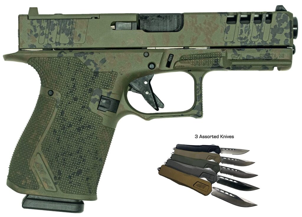 Great Lakes Firearms Bundle, 9MM, 15RD, 4"BL 3 OTF Knifes - Range Time